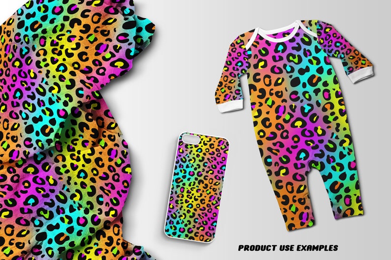 90's Neon Rainbow Leopard Print Seamless Pattern - Etsy