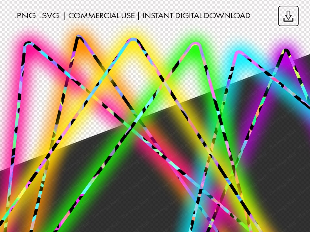 Neon Triangle Clipart, 90's Neon PNG, Svg BUNDLE, Neon Triangle Graphic ...