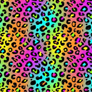 90's Neon Rainbow Leopard Print Seamless Pattern Background, Digital ...