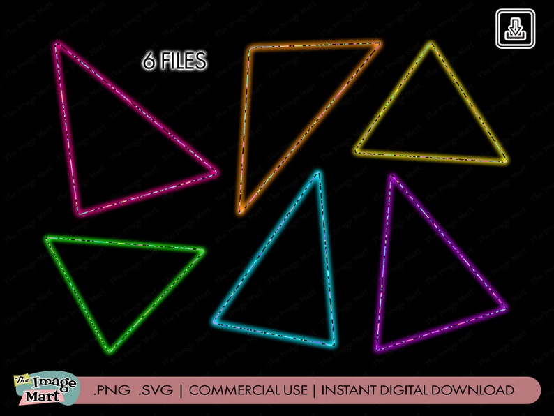 Neon Triangle Clipart 90's Neon PNG Svg BUNDLE Neon - Etsy