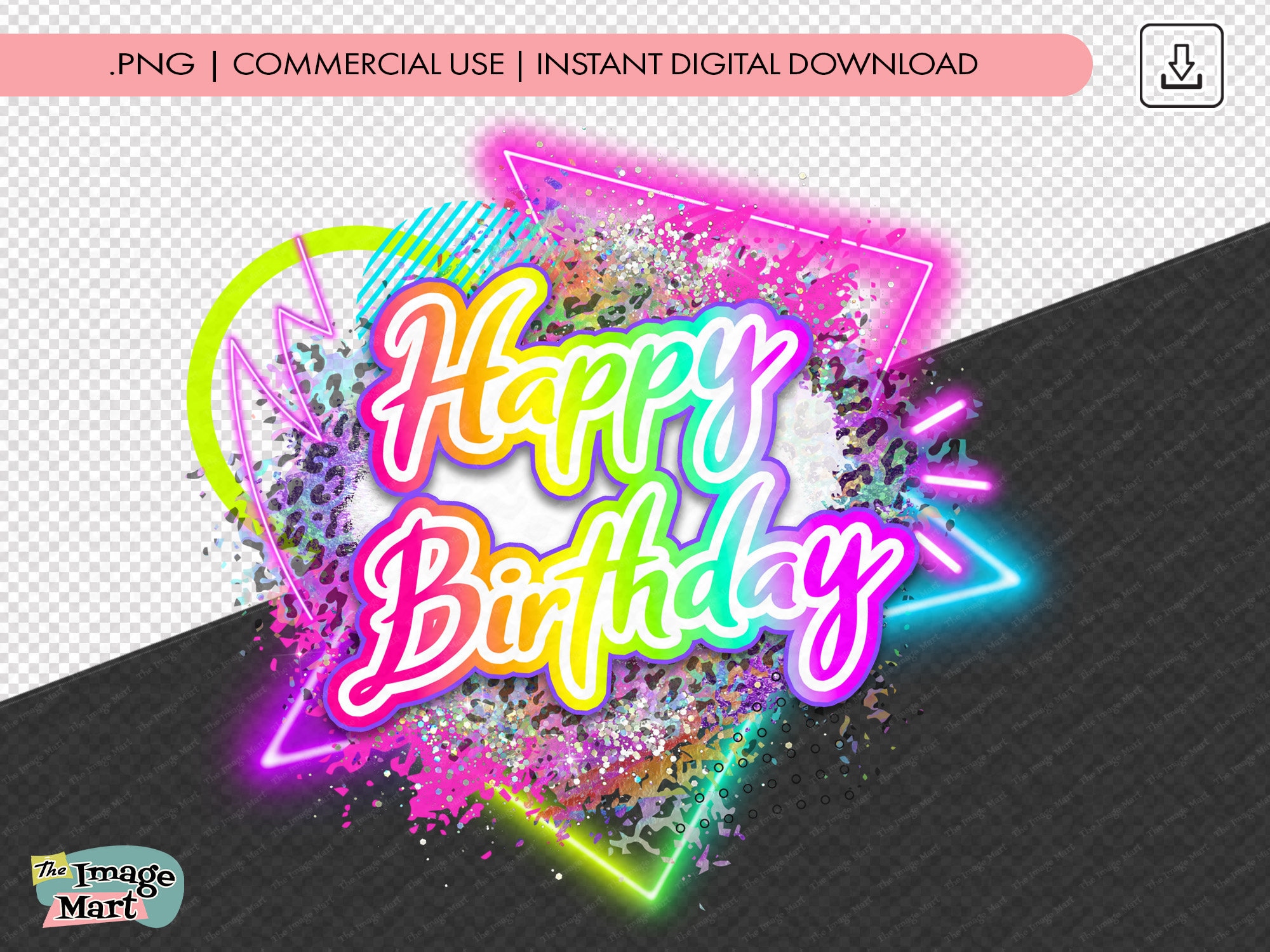 Happy Birthday Png Neon Happy Birthday Design Neon Leopard - Etsy
