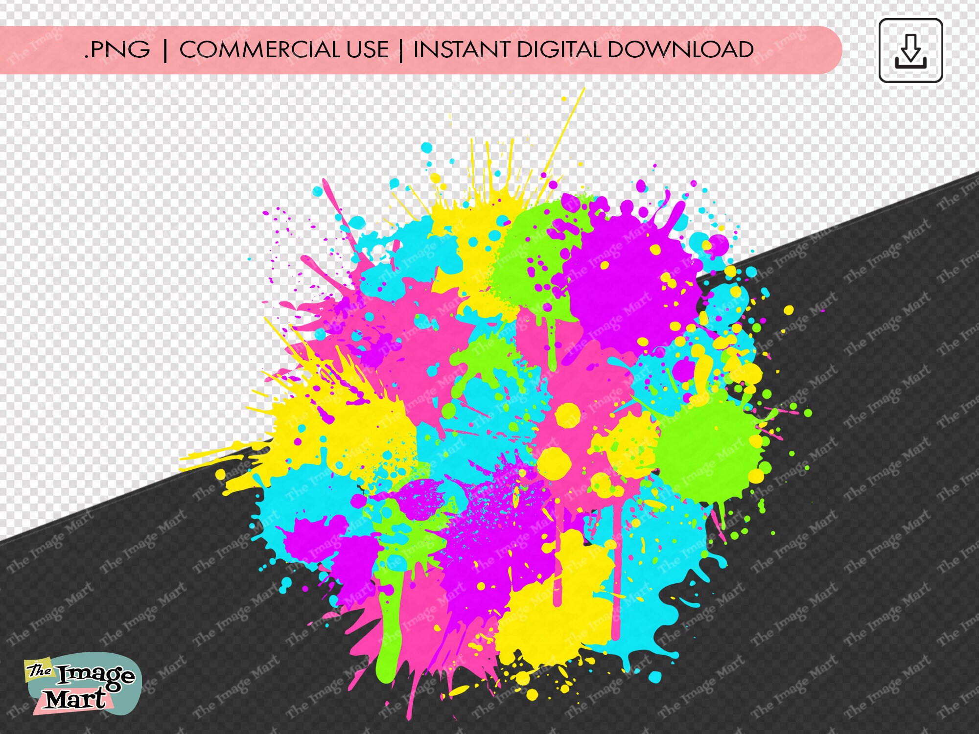 Neon Clipart, Neon Sublimation, Neon Paint PNG, Neon Paint Splatter ...