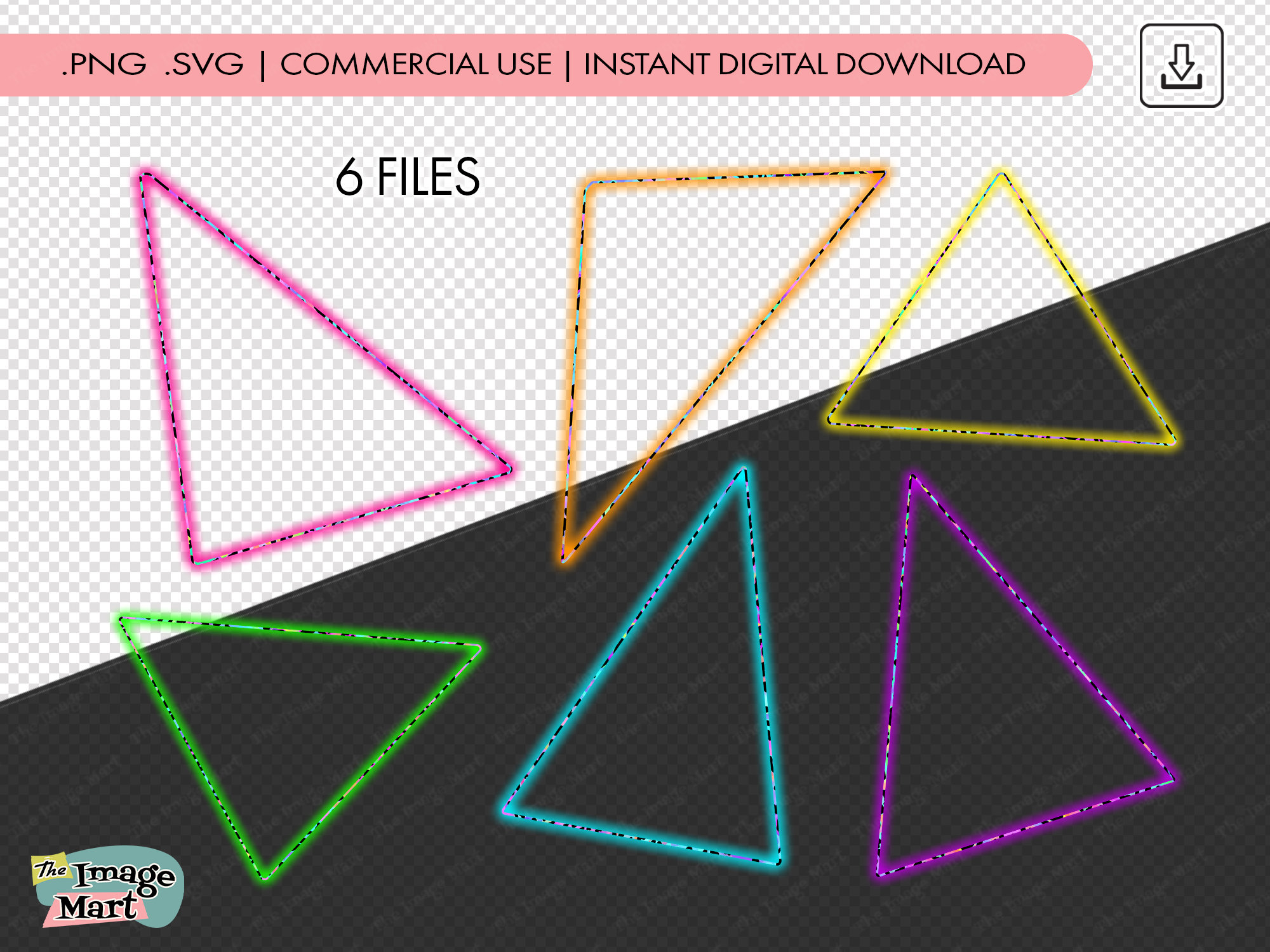 Neon Triangle Clipart 90's Neon PNG Svg BUNDLE Neon - Etsy