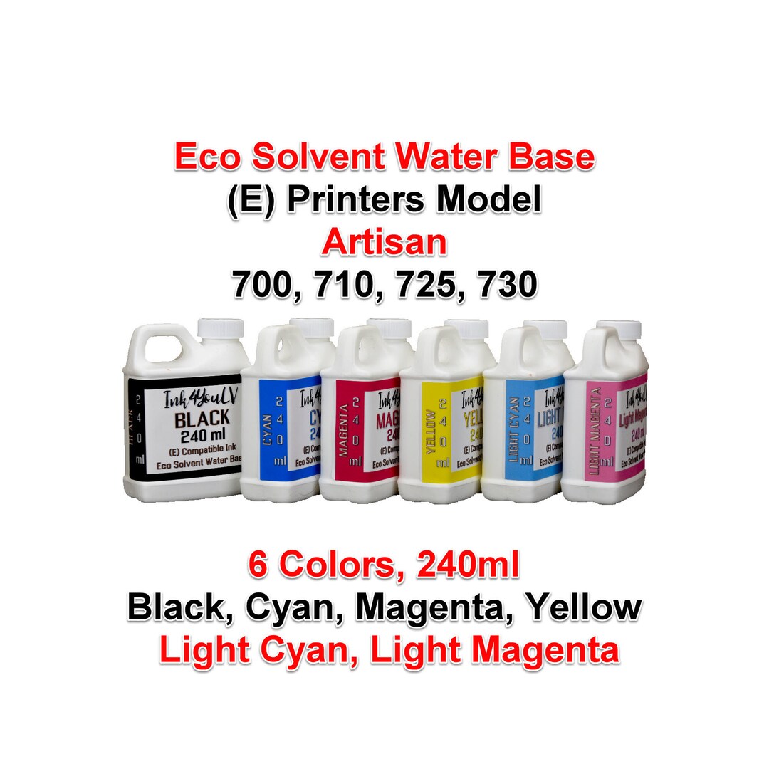 Eco Solvent Water Base Ink 6 Colors 240ml for (E) Printer Model Artisan ...