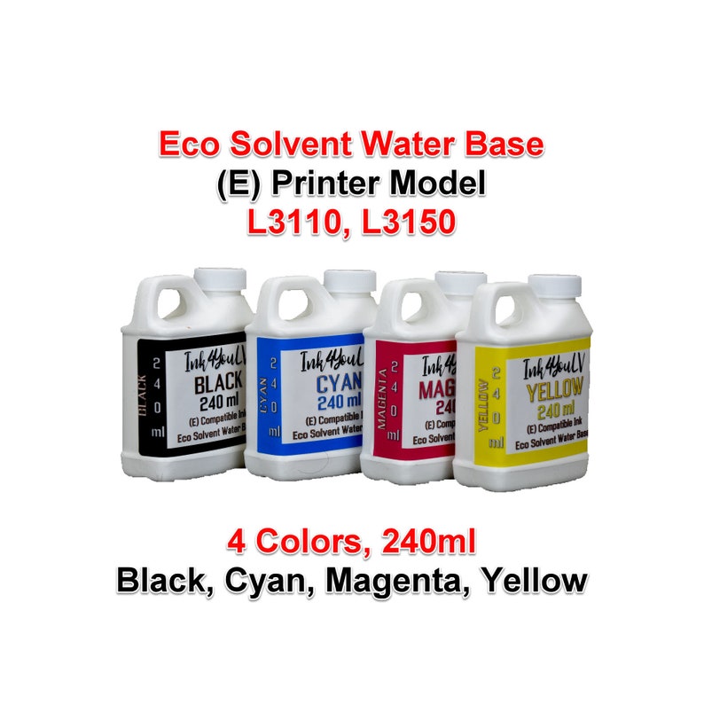 Eco Solvent Water Base Ink 4 Colors 240ml for (E) Printer Model L3110 ...