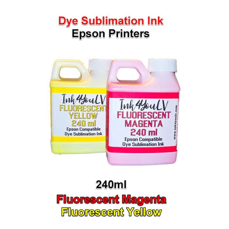 Dye Sublimation Ink 240ml 2 Colors, Fluorescent Magenta, Fluorescent ...