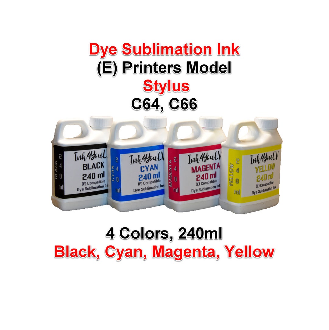 Dye Sublimation Ink 4 Colors 240ml, 4 Bottles, for (E) Printers Model ...