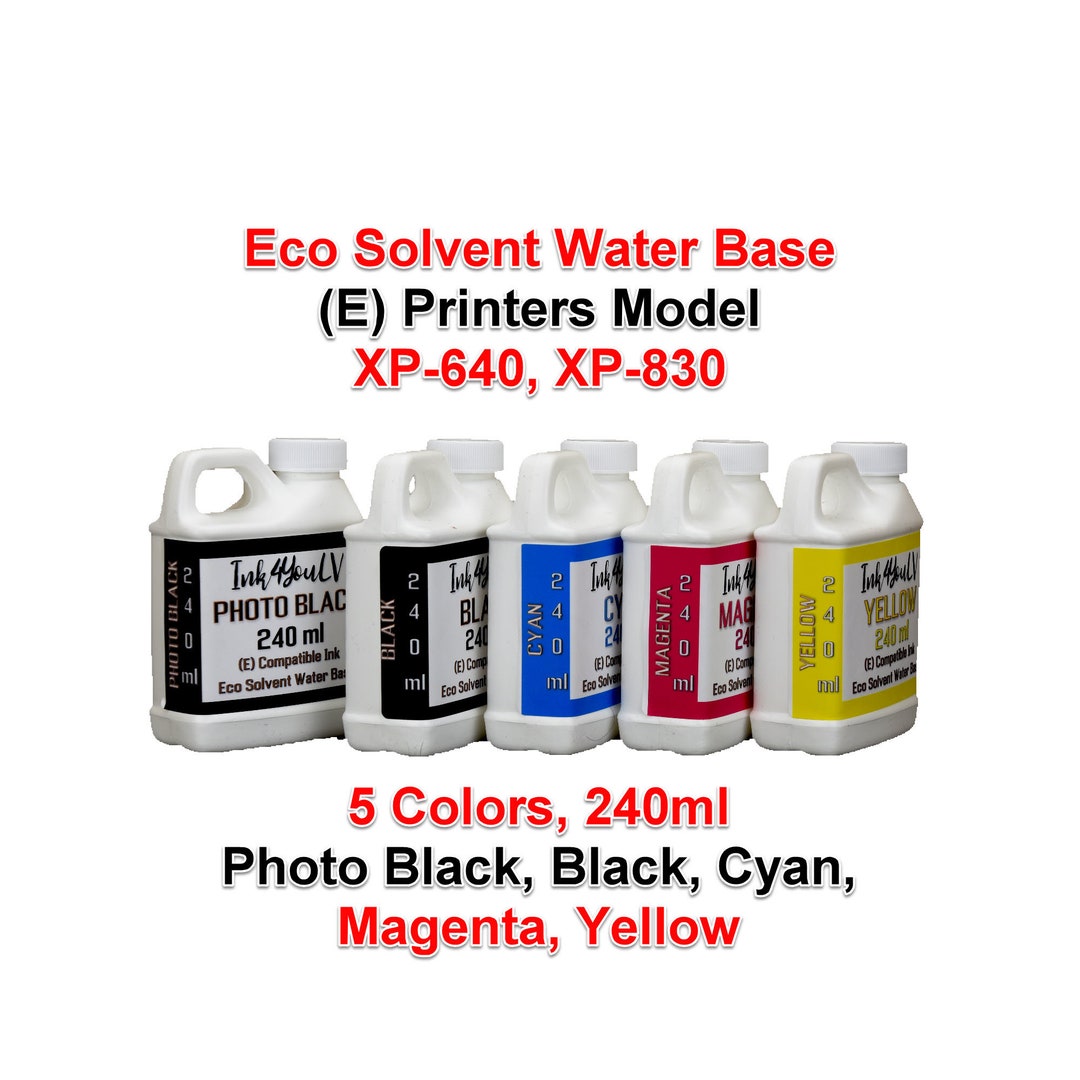 Eco Solvent Water Base Ink 5 Colors 240ml for (E) Printers Model XP-640 ...