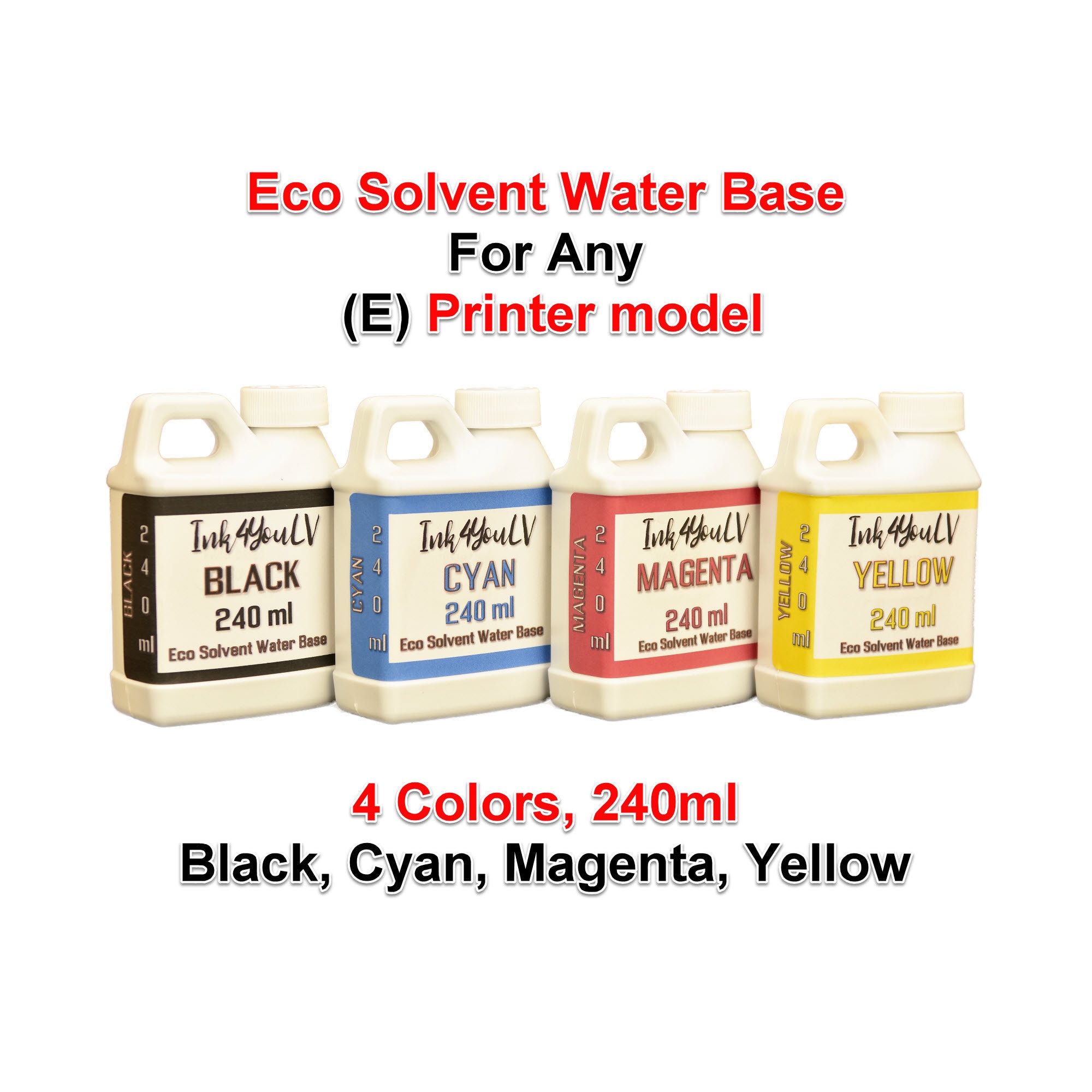 Eco Solvent Water Base Ink 4 Colors 240ml for ANY (E) Printers Inkjet ...