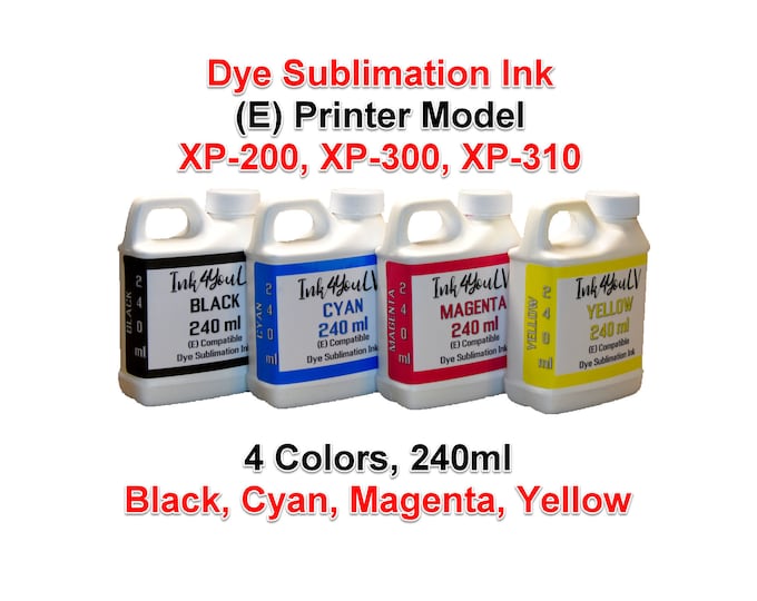 Dye Sublimation Ink 4 Colors 240ml, for (E) Printers Model XP-200, Xp ...