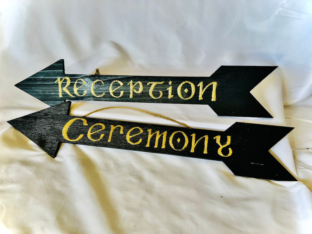 Ceremony and Reception Wedding Signs, Arrow Sign, Ceremony Sign ...