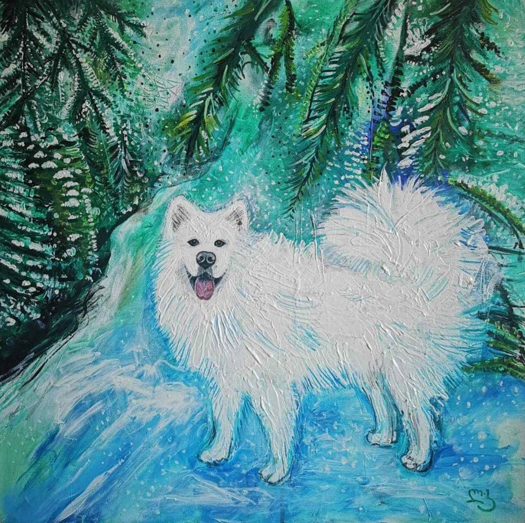 Samoyed Dog Art Canvas Samoyed Painting Wall Décor - Etsy