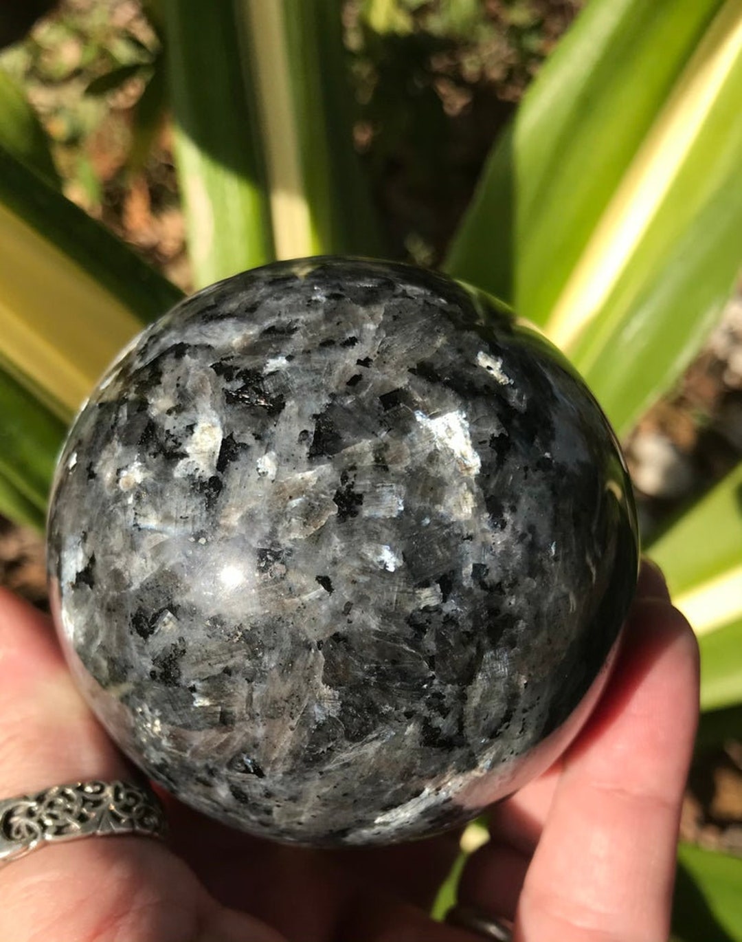 Bulk Larvikite Sphere | Black Moonstone Sphere | Crystal Sphere ...