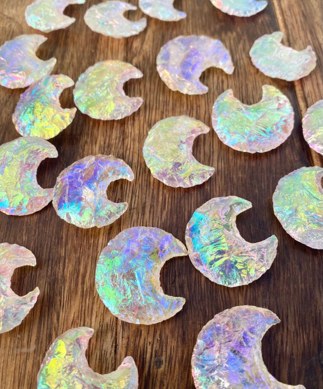 Angel Aura Quartz Crystal Crescent Moon, Crystal Moon, Clear Quartz ...