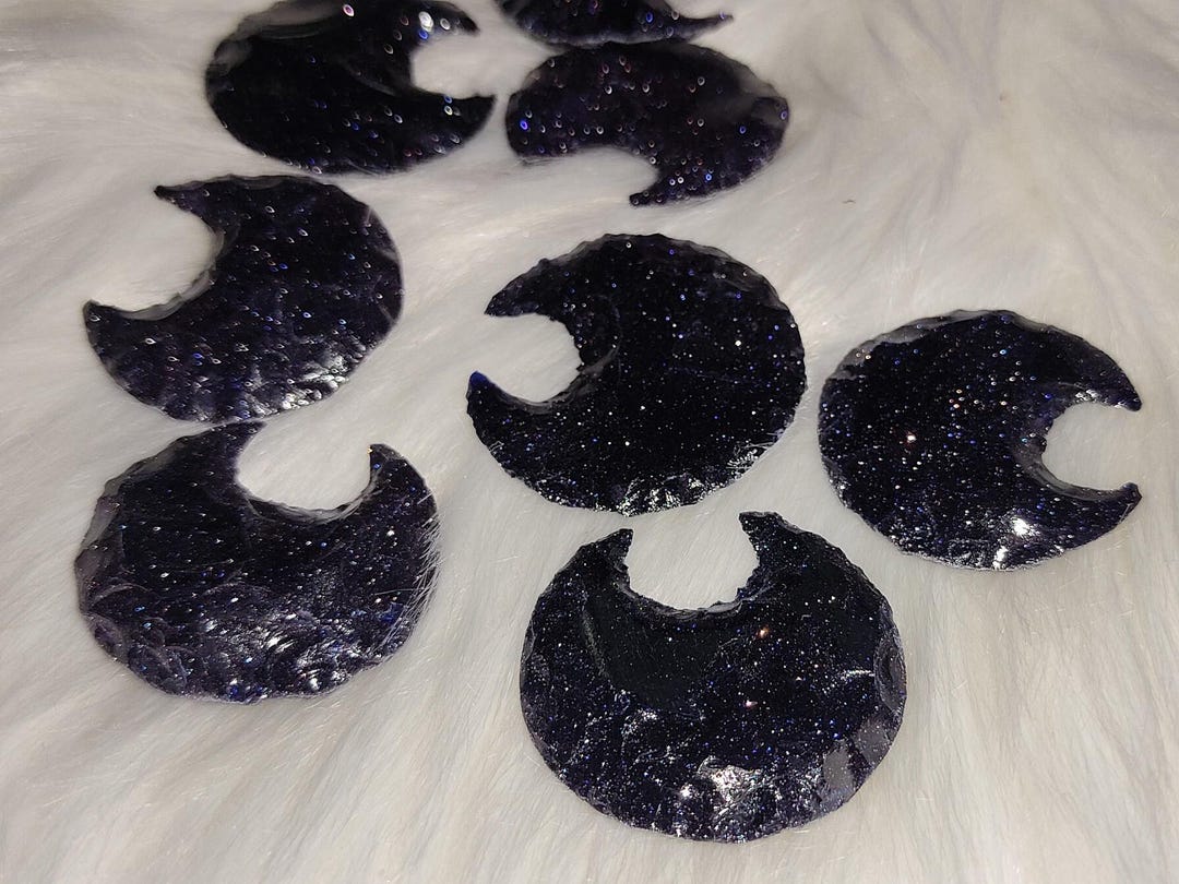 Groß Blau Goldstone Mond | Blau Goldstone Halbmond | Sandstein Mond ...