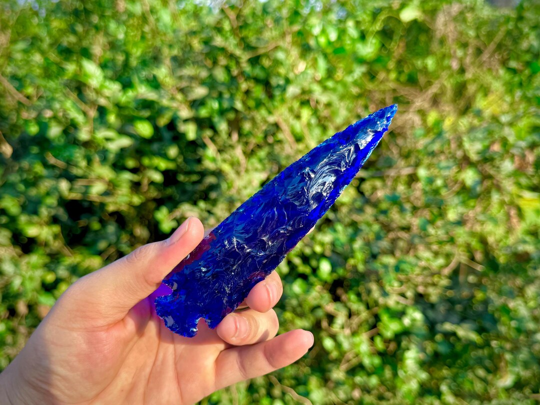 6" Blue Obsidian Arrowhead, Crystal Spearhead, Healing Gemstone ...