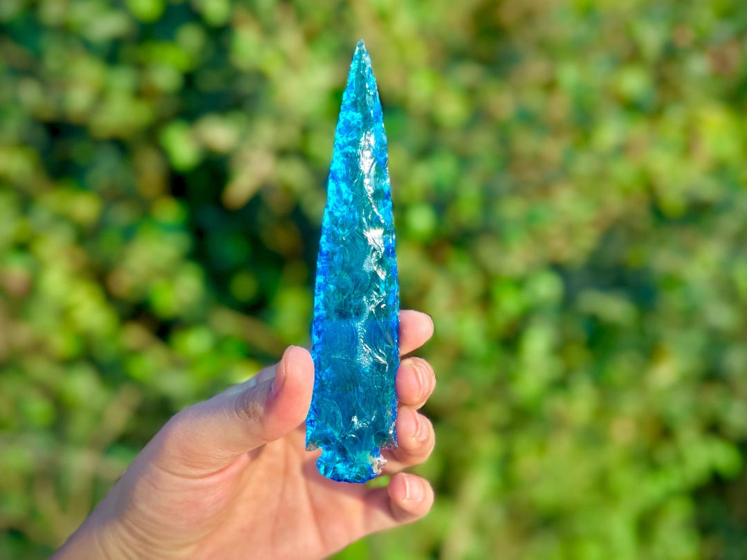 6" Aqua Obsidian Arrowhead, Crystal Spearhead, Healing Gemstone ...
