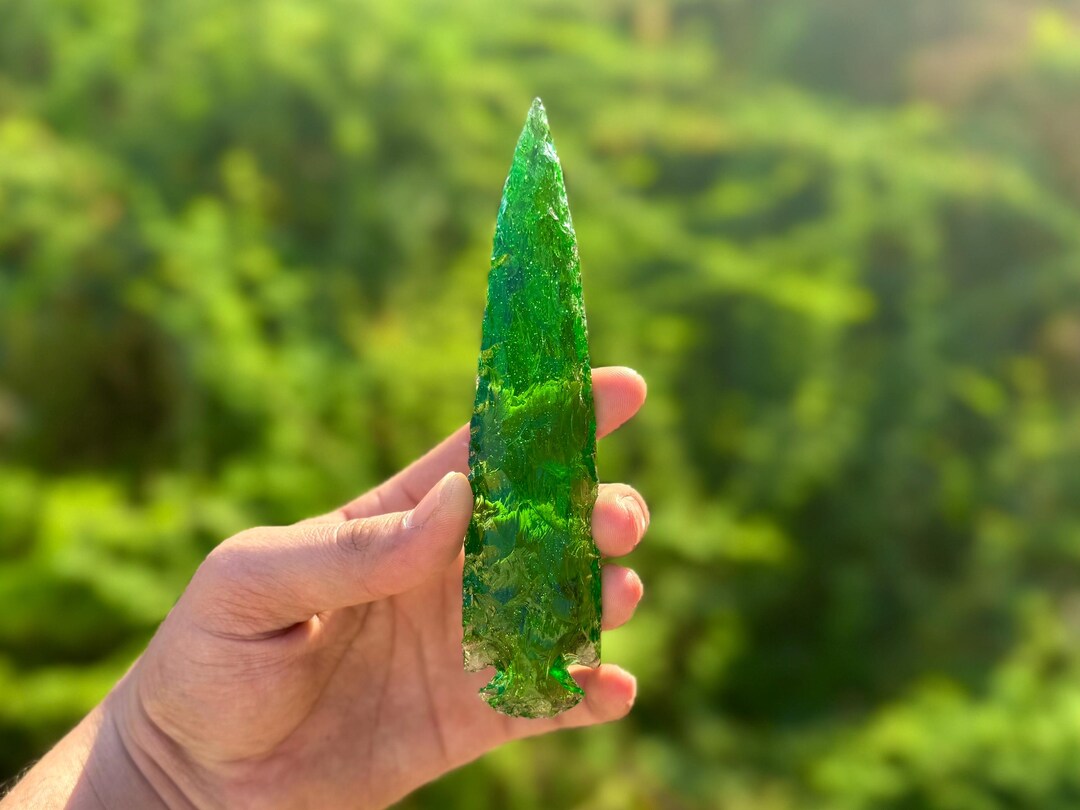 6" Green Obsidian Arrowhead, Healing Gemstone Spearhead, Crystal ...