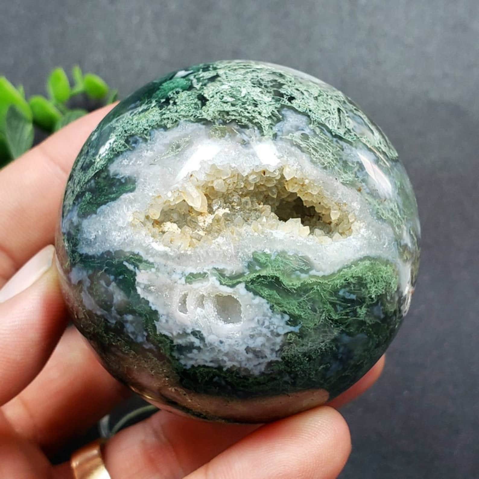 Bulk 40-60MM Moss Agate Sphere Crystal Sphere Druzy | Etsy