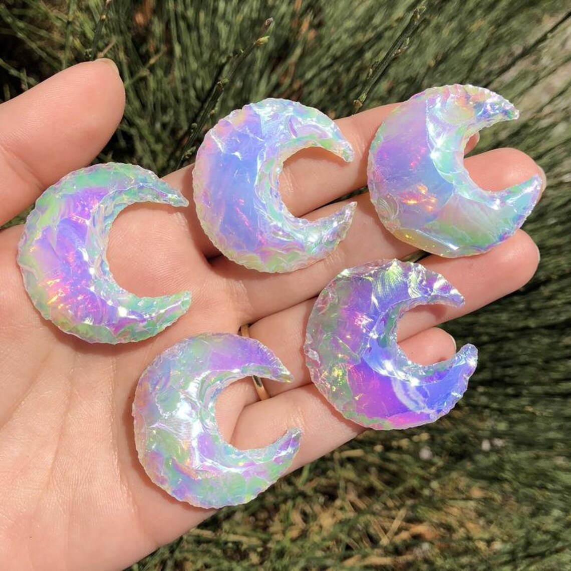Bulk Angel Aura Moon | Aura Opalite Carved Moons | Crescent Moon | Aura ...