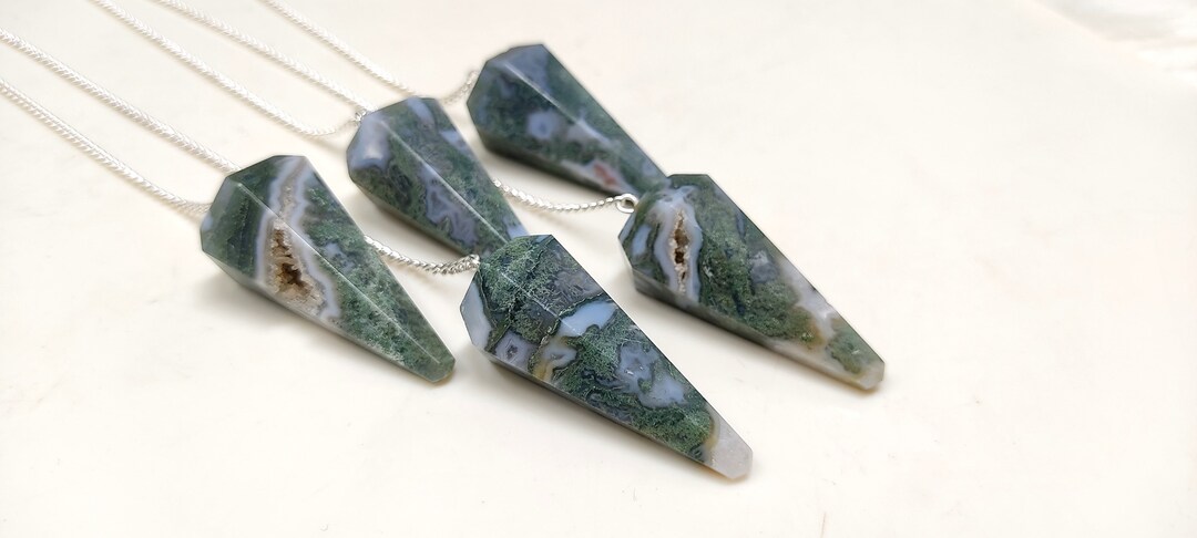 Bulk Moss Agate Pendulums | Gemstone Dowsing Pendulum | Wholesale ...