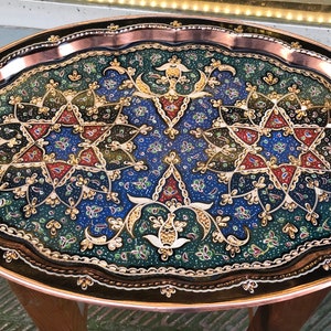 45 Cm \ 18 Inc Metal Breakfast Tray, Hand Painted and Carved Design ...