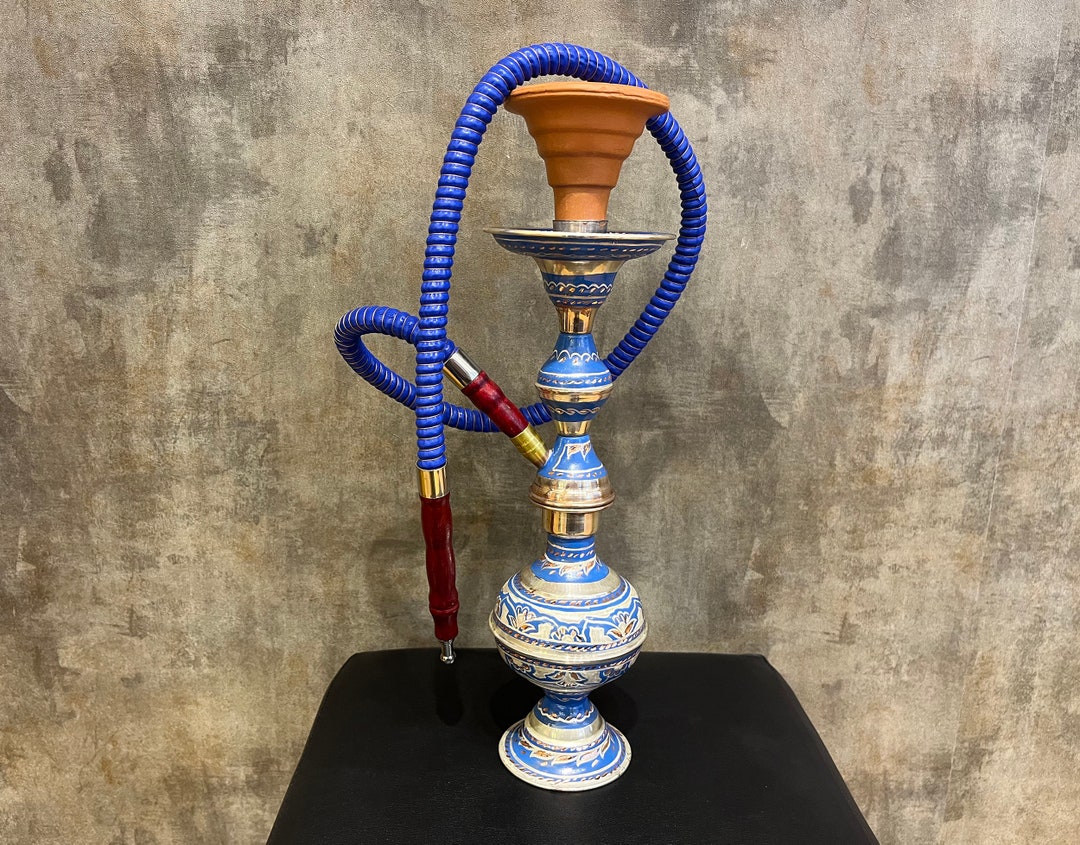 Carved Blue Inlaid Hookah Set Engraved Turkish Copper Sisha - Etsy