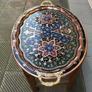 45 Cm \ 18 Inc Metal Breakfast Tray, Hand Painted and Carved Design ...