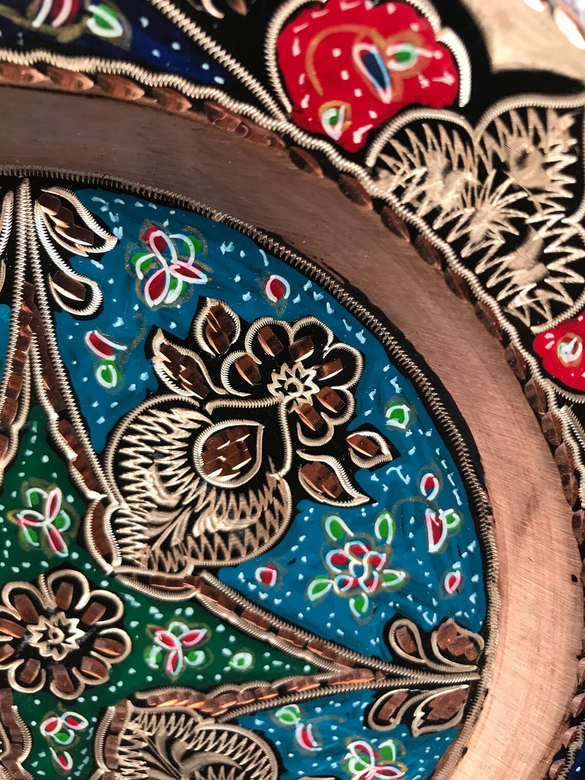 Hand Painted Copper Tray Copper Plate Wall Hanging Kitchen - Etsy