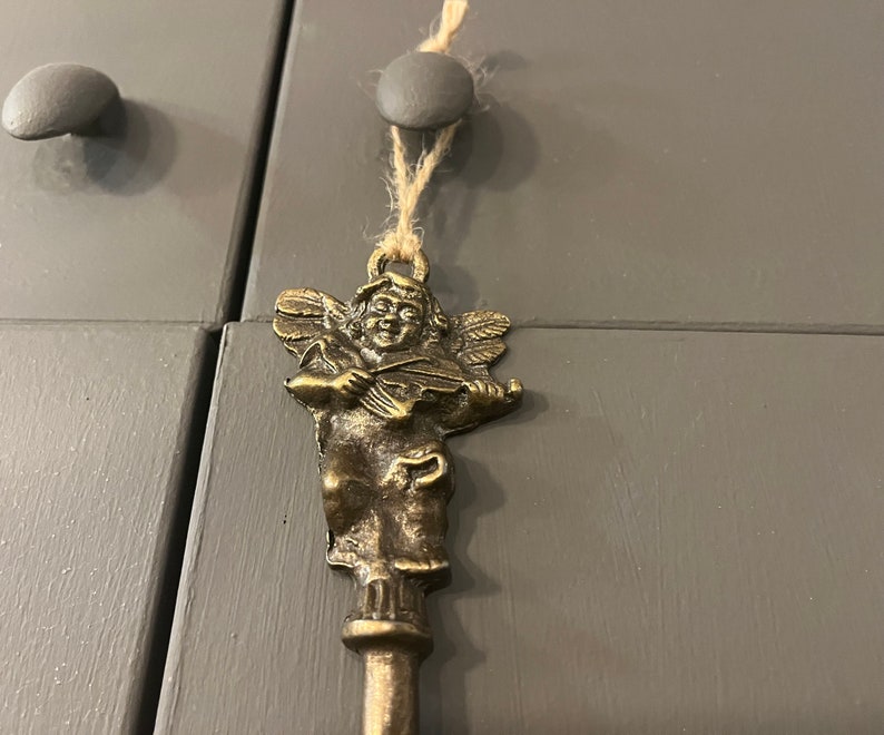 Antique Metal Key, Old Brass Key With Little Angel Design, Decorative ...