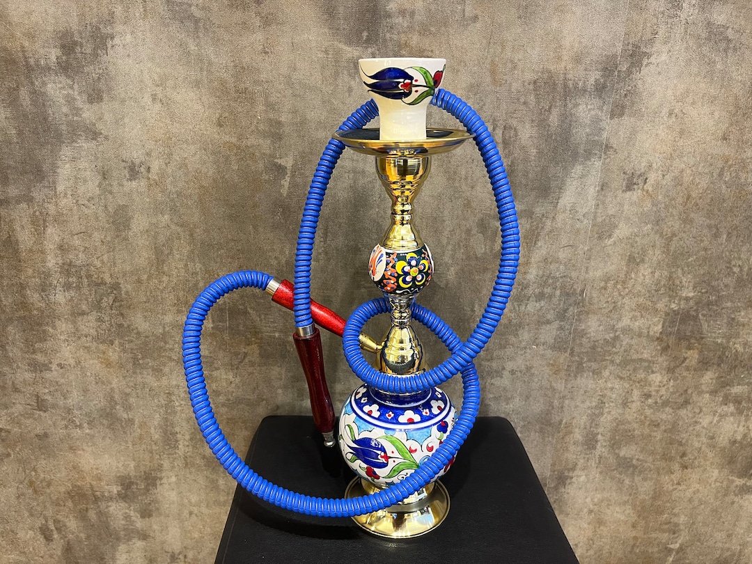 Hand Made Blue Ceramic Hookah With Traditional Design, Turkish Ceramic ...