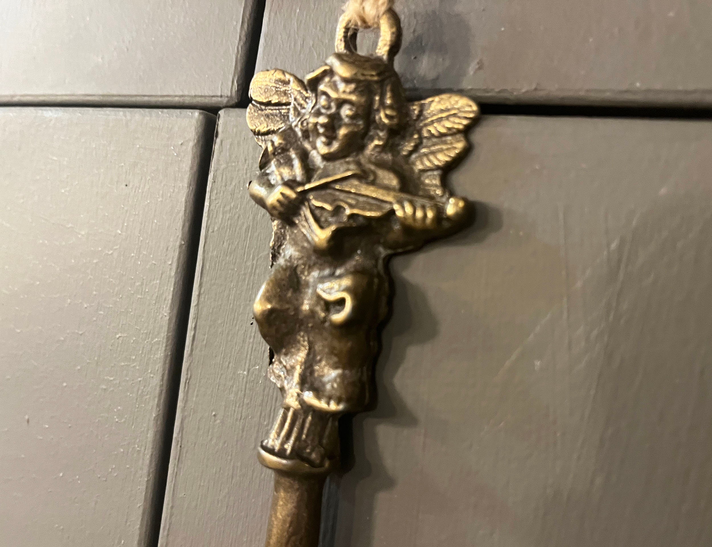 Antique Metal Key, Old Brass Key With Little Angel Design, Decorative ...