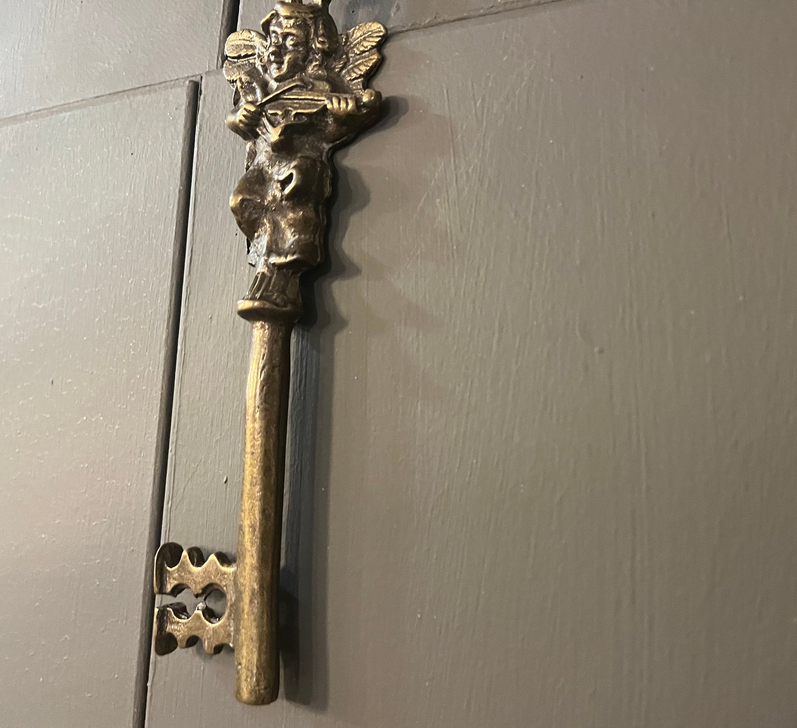 Antique Metal Key, Old Brass Key With Little Angel Design, Decorative ...