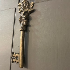 Antique Metal Key, Old Brass Key With Little Angel Design, Decorative ...