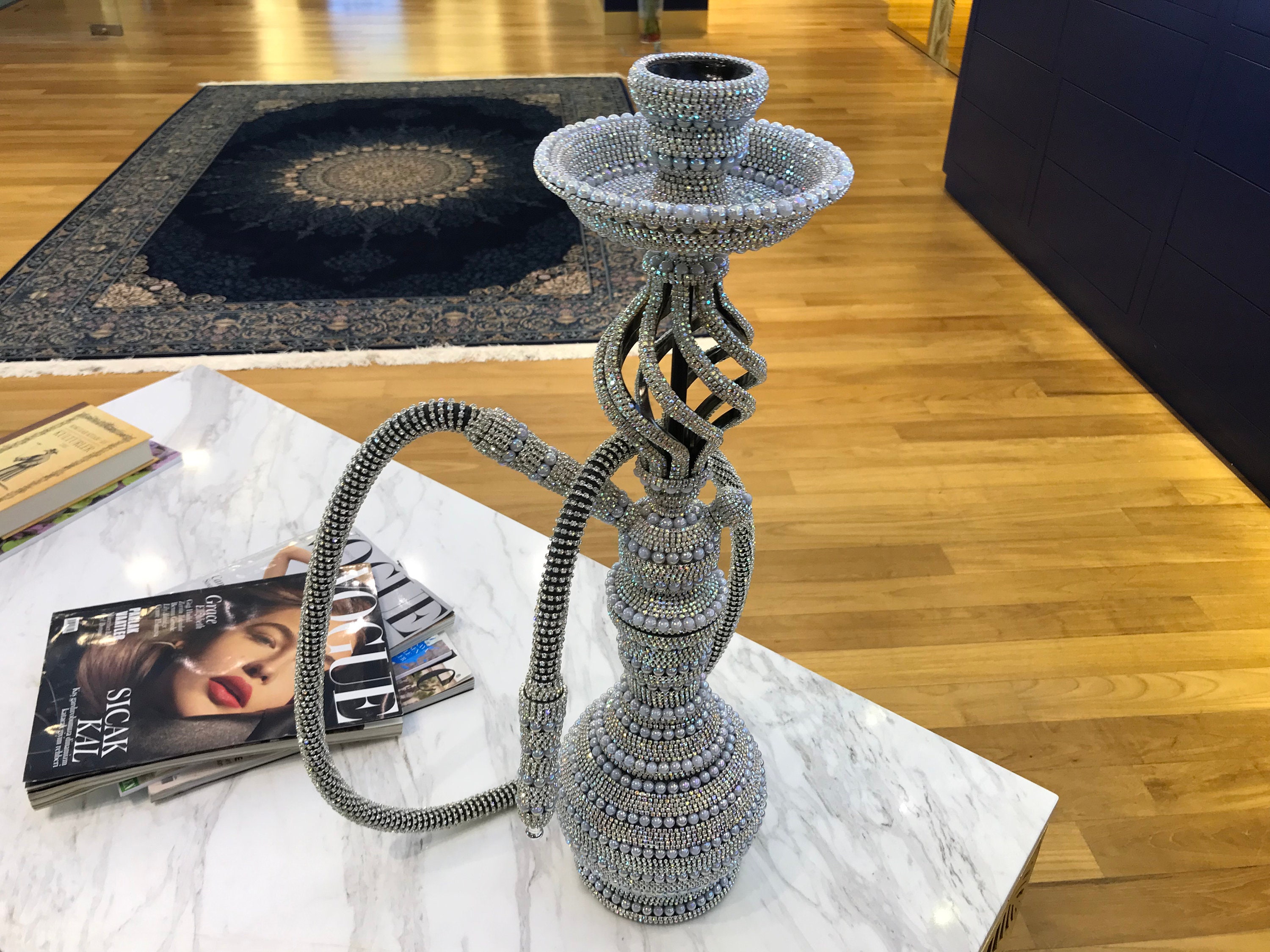 58 Cm \ 22.8 Inc Elegant Full Handmade Turkish Hookah, Unique Pearls ...