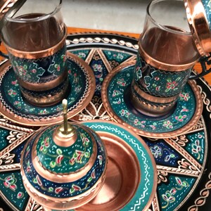 Handmade Copper Tea Serving Set for 2 Person Hand Painted | Etsy