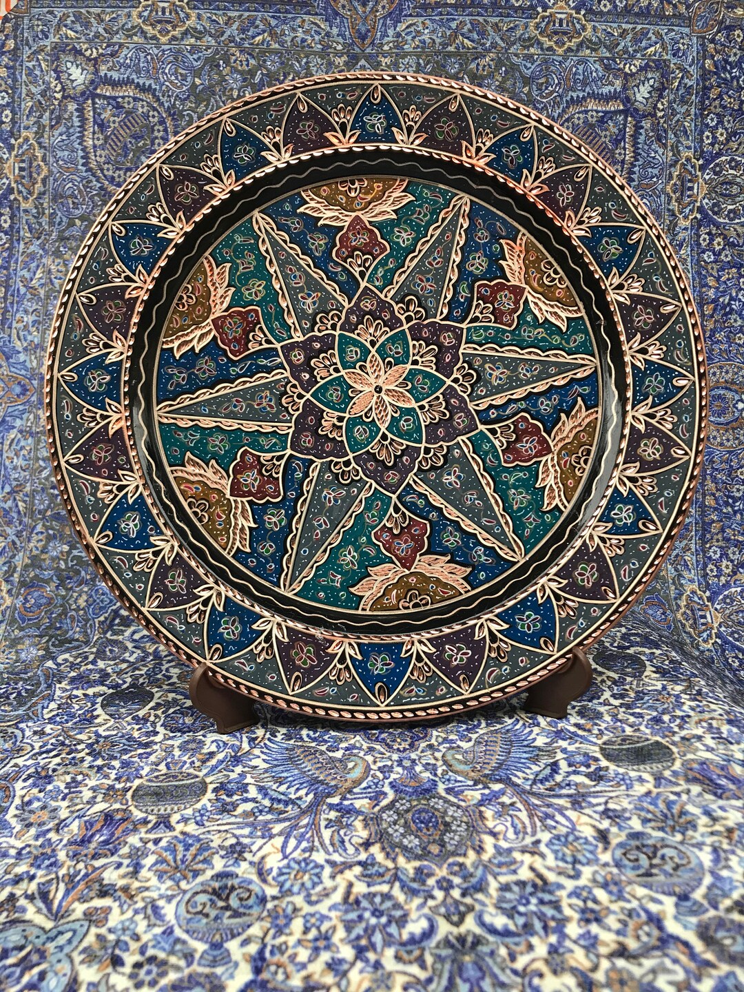 Handmade Copper Wall Plate, Turkish Plate, Colorful Tray, Suitable for ...