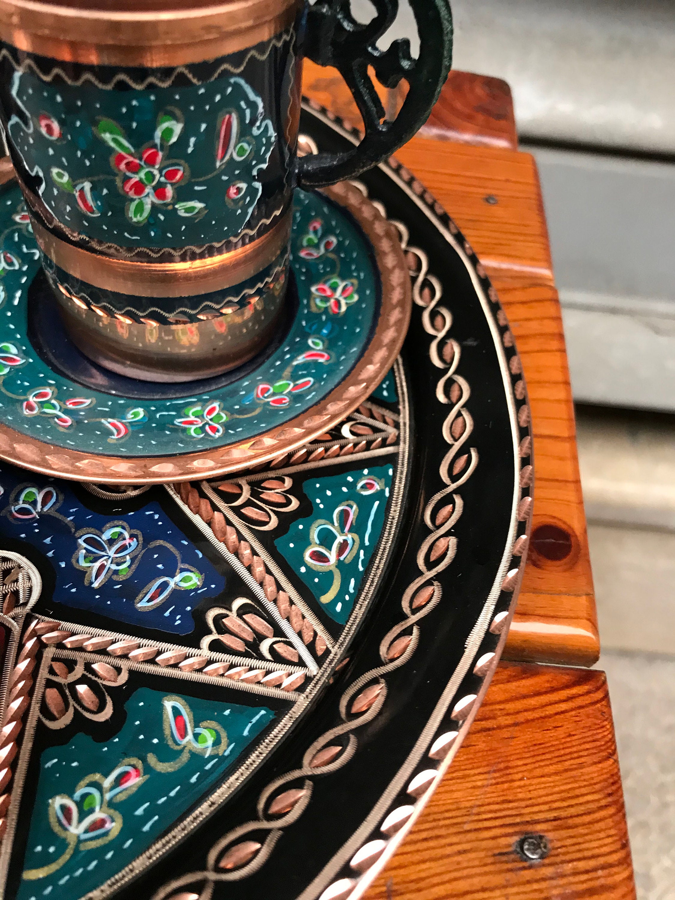 Handmade Copper Tea Serving Set for 2 Person Hand Painted - Etsy