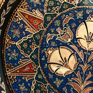 Hand Painted Copper Plate, Engraved Copper Serving Tray, Handmade Plate ...