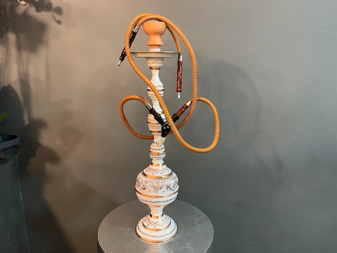 Big White Hookah Set, Hand Painted Copper Hookah With 2 Hose, Engraved ...
