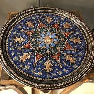 Turkish Blue Tea Serving Set With Decorative Tray for 6 | Etsy