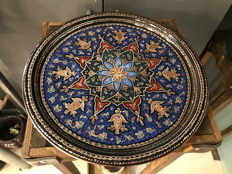 Turkish Blue Tea Serving Set With Decorative Tray for 6 - Etsy