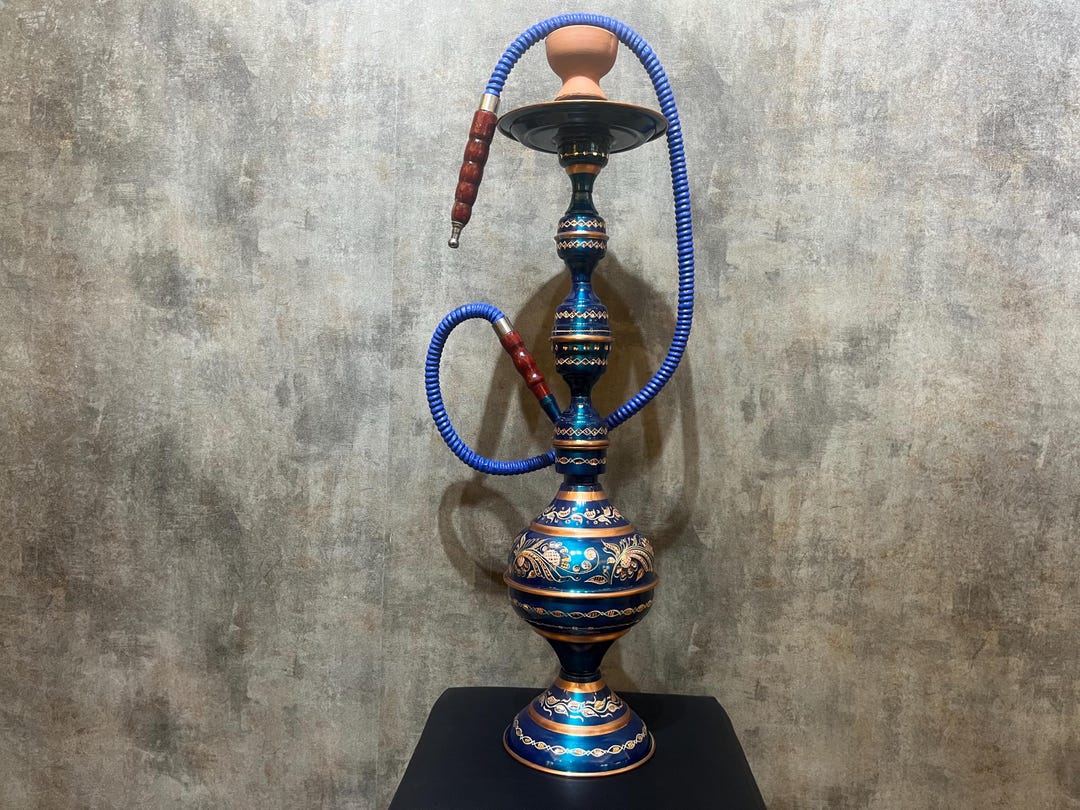 Premium Blue LARGE Stylish Water Pipe, Handmade Turkish Hookah Set ...