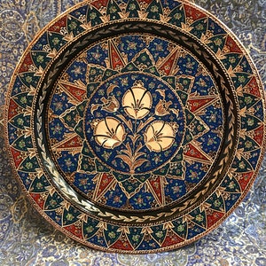 Hand Painted Copper Plate, Engraved Copper Serving Tray, Handmade Plate ...