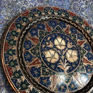 Hand Painted Copper Plate, Engraved Copper Serving Tray, Handmade Plate ...