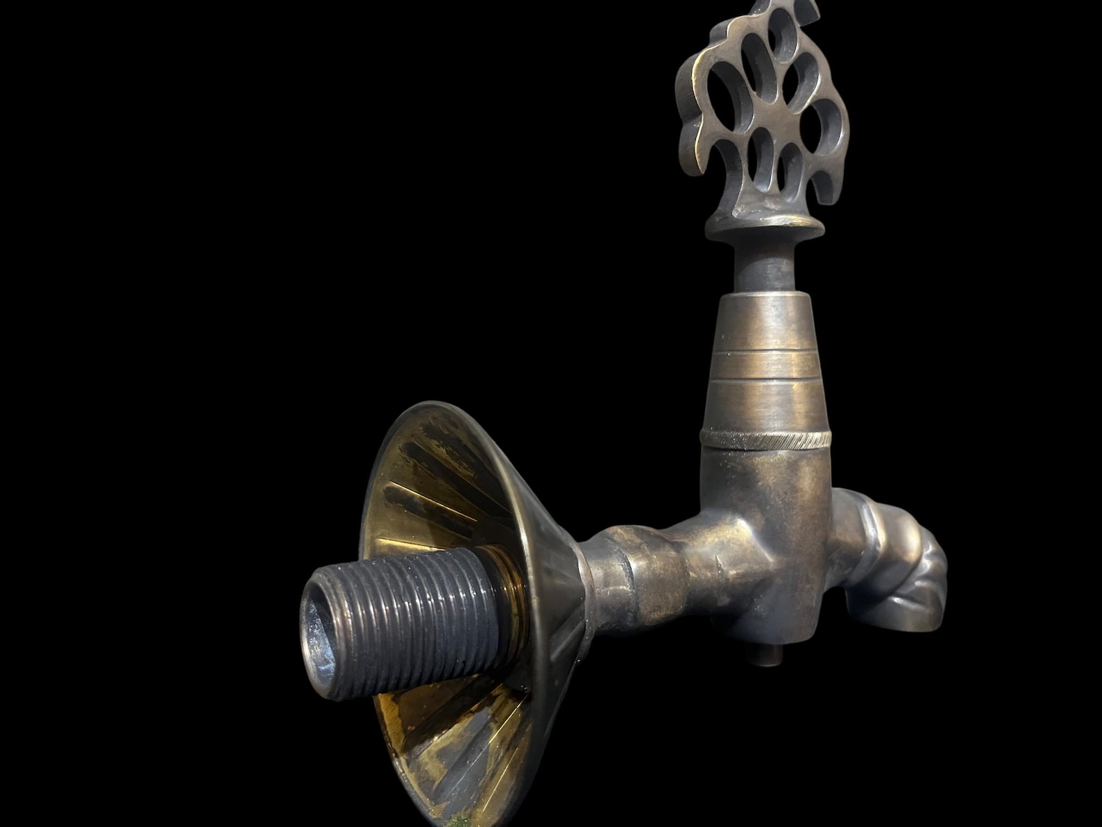 Solid Brass Wall Faucet, Ottoman Tulip Motif Spigot, Heavy Cast Garden ...