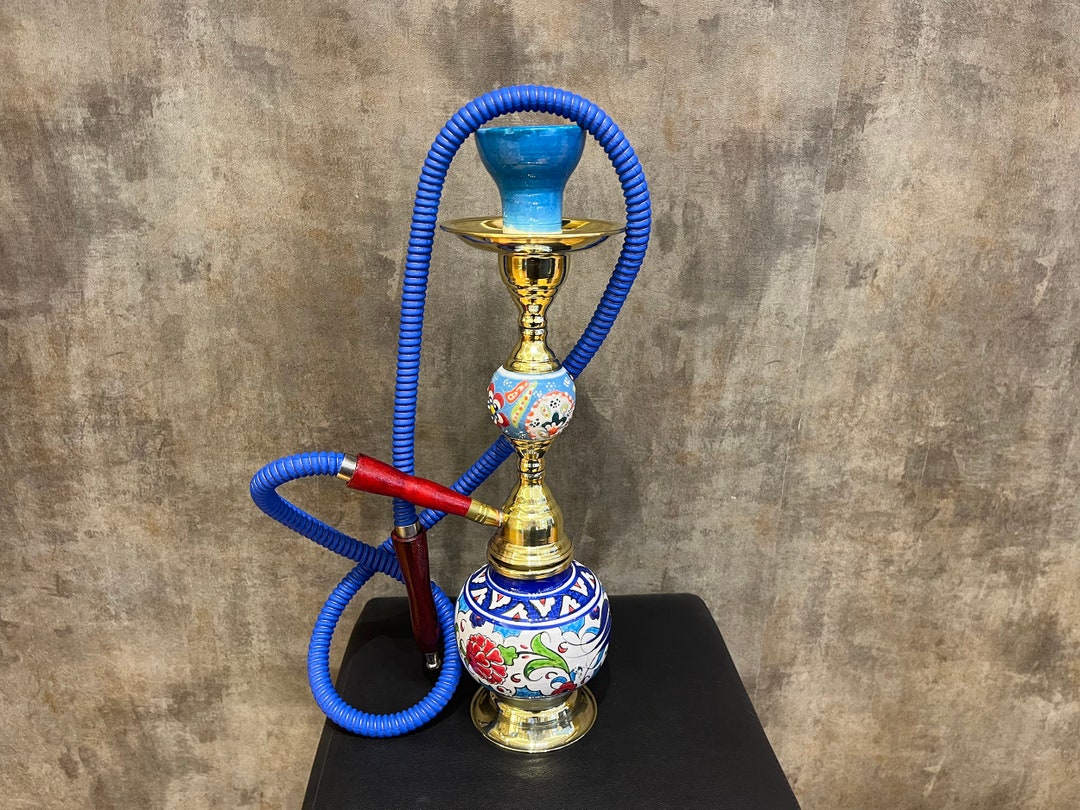 Handmade Blue Ceramic Hookah With Catchy Design, Turkish Ceramic Hookah ...