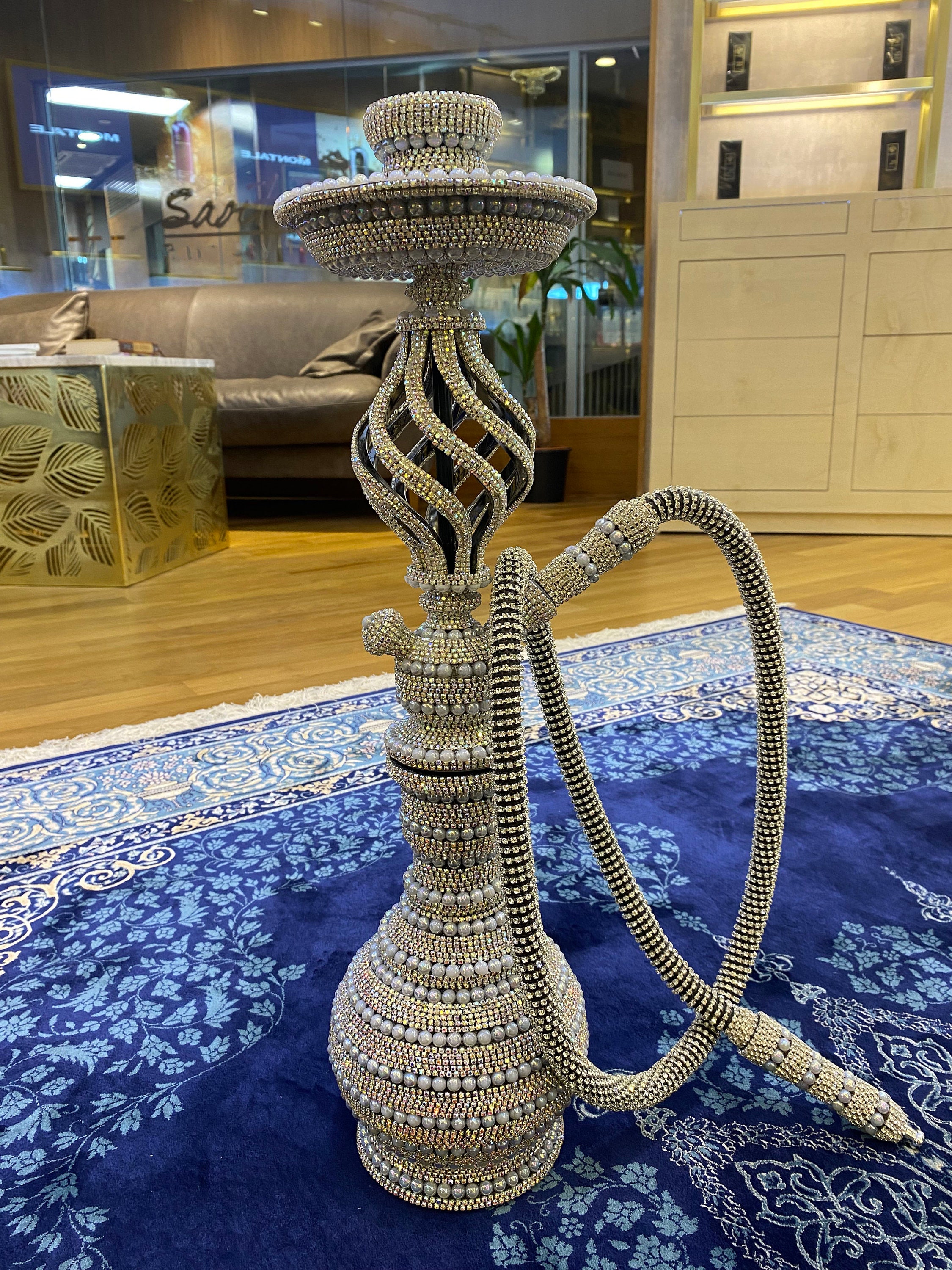 58 Cm \ 22.8 Inc Elegant Full Handmade Turkish Hookah, Unique Pearls ...