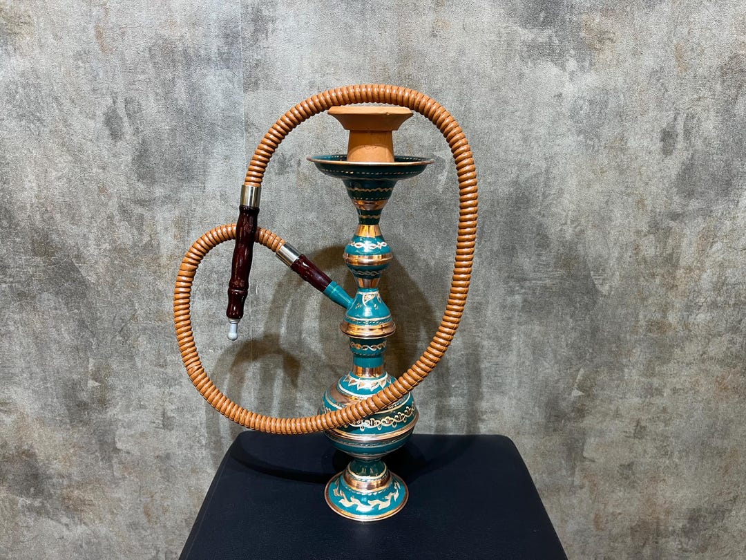 Unique Green Elegant Turkish Hookah Set, Hand Painted Green Copper ...