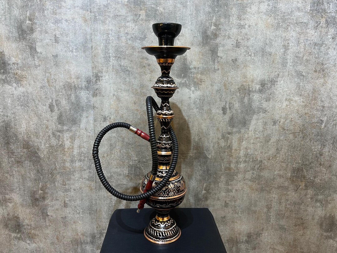 Premium Large Hand Carved Hookah Set, Black Copper Hookah, Handmade ...
